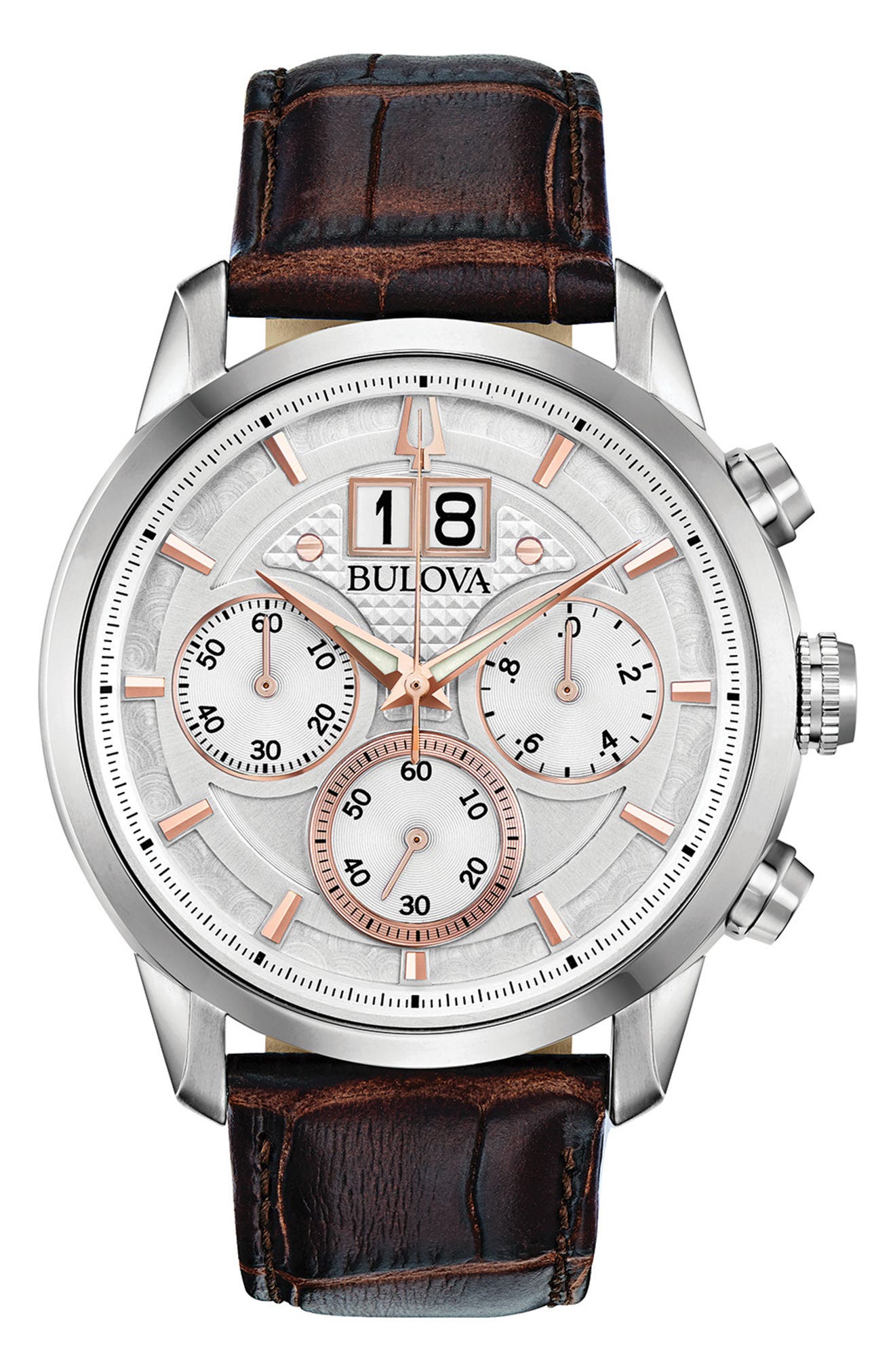 BULOVA Men's Leather Strap Watch, 43mm | Nordstromrack