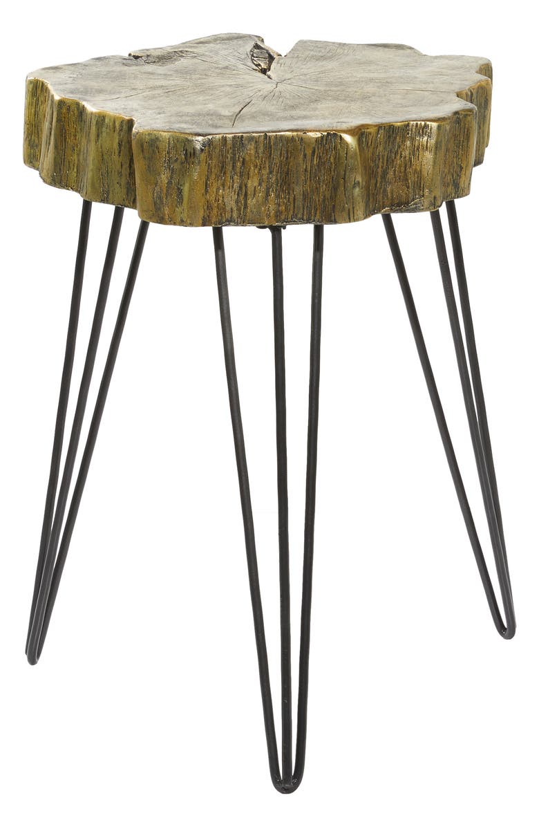 GINGER BIRCH STUDIO Goldtone Polystone Tree Trunk Accent Table with ...