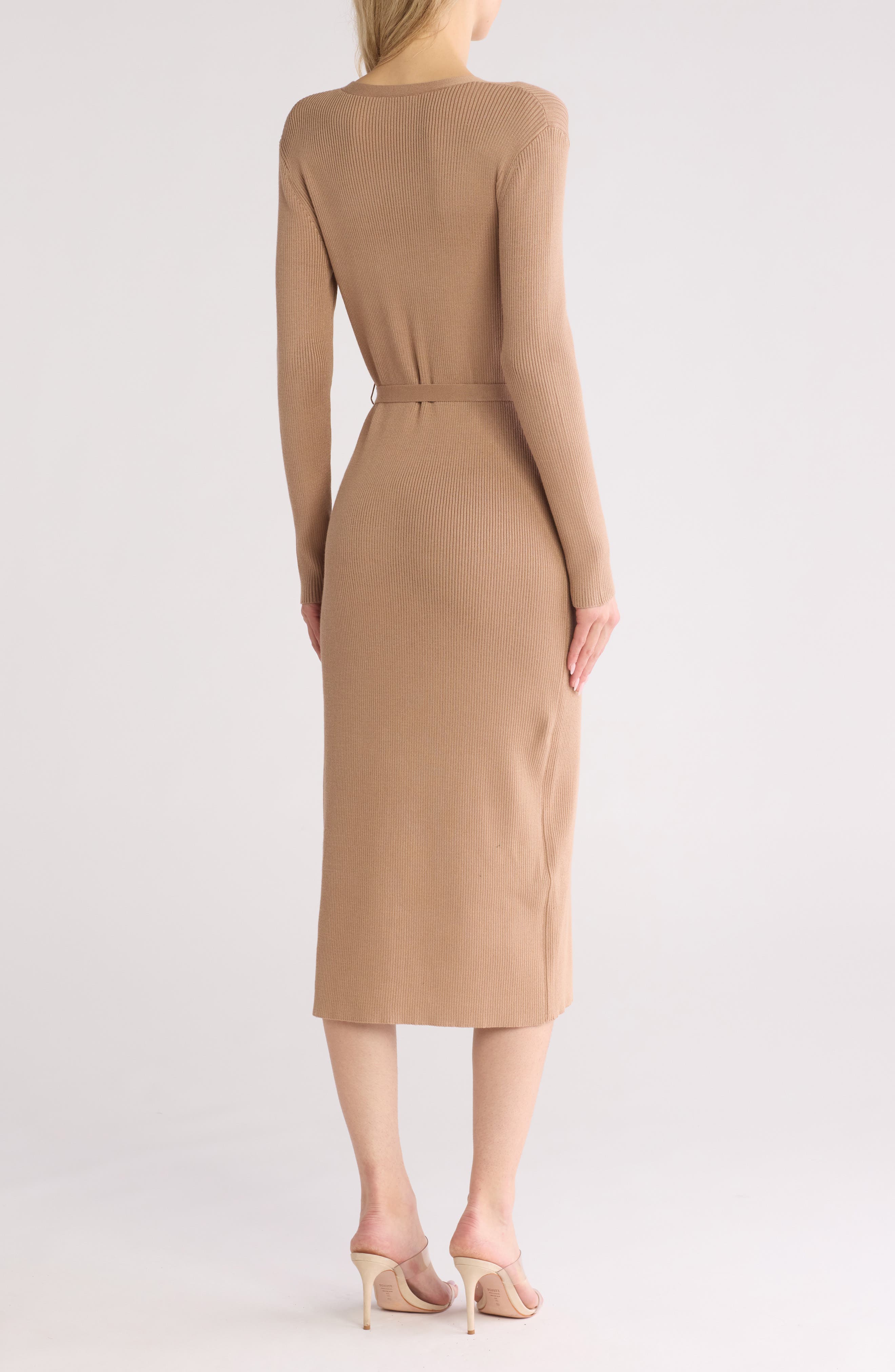 TASH AND SOPHIE Long Sleeve Button Front Sweater Dress | Nordstromrack