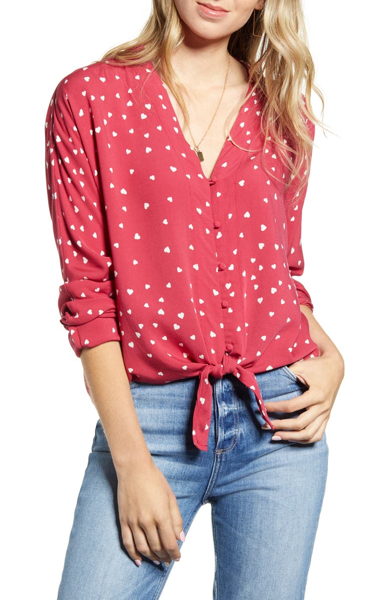 Rails Sloane Long Sleeve Tie Front Blouse | Nordstromrack