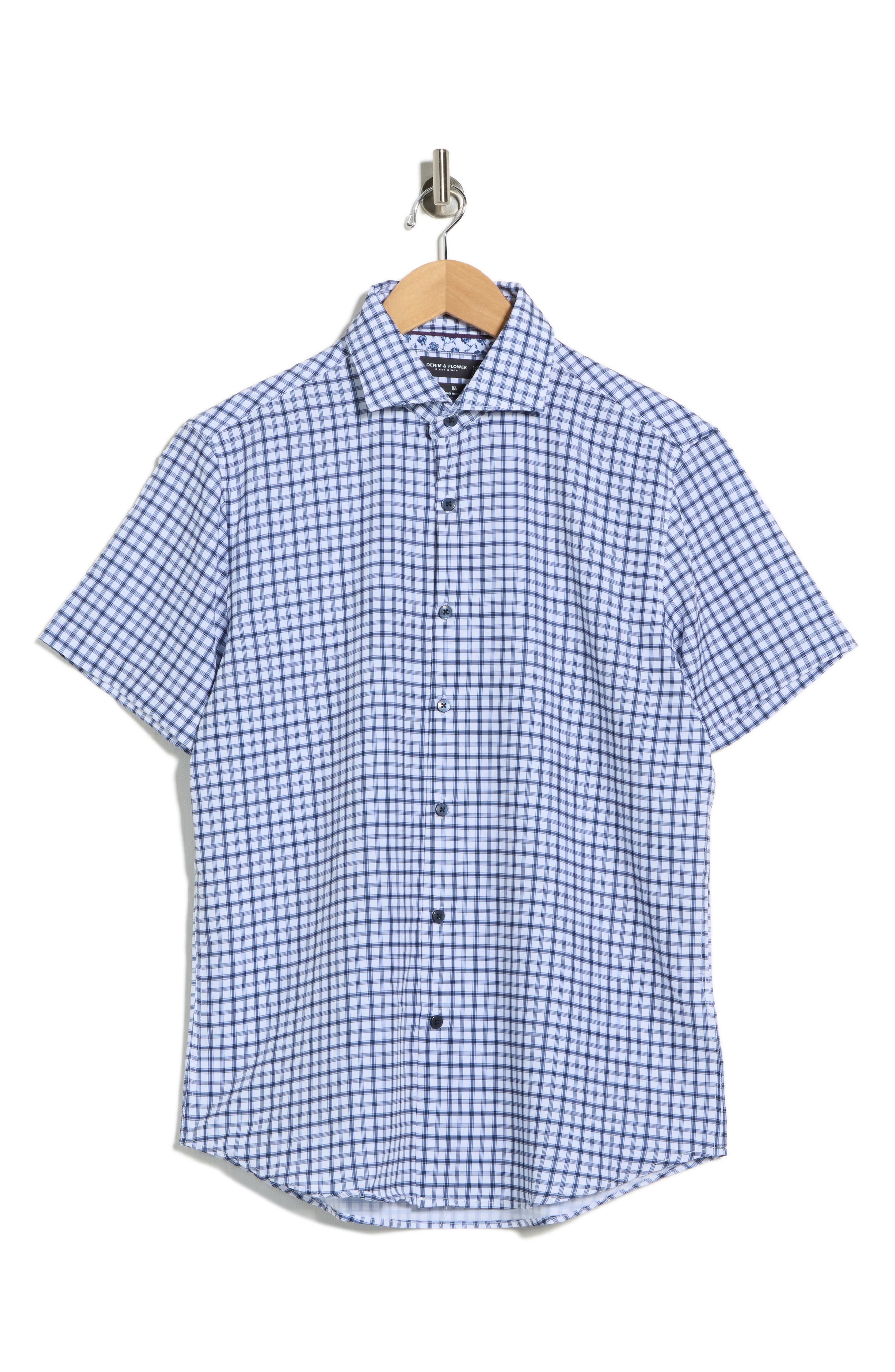 DENIM AND FLOWER Plaid Print Performance Button-Up Shirt | Nordstromrack