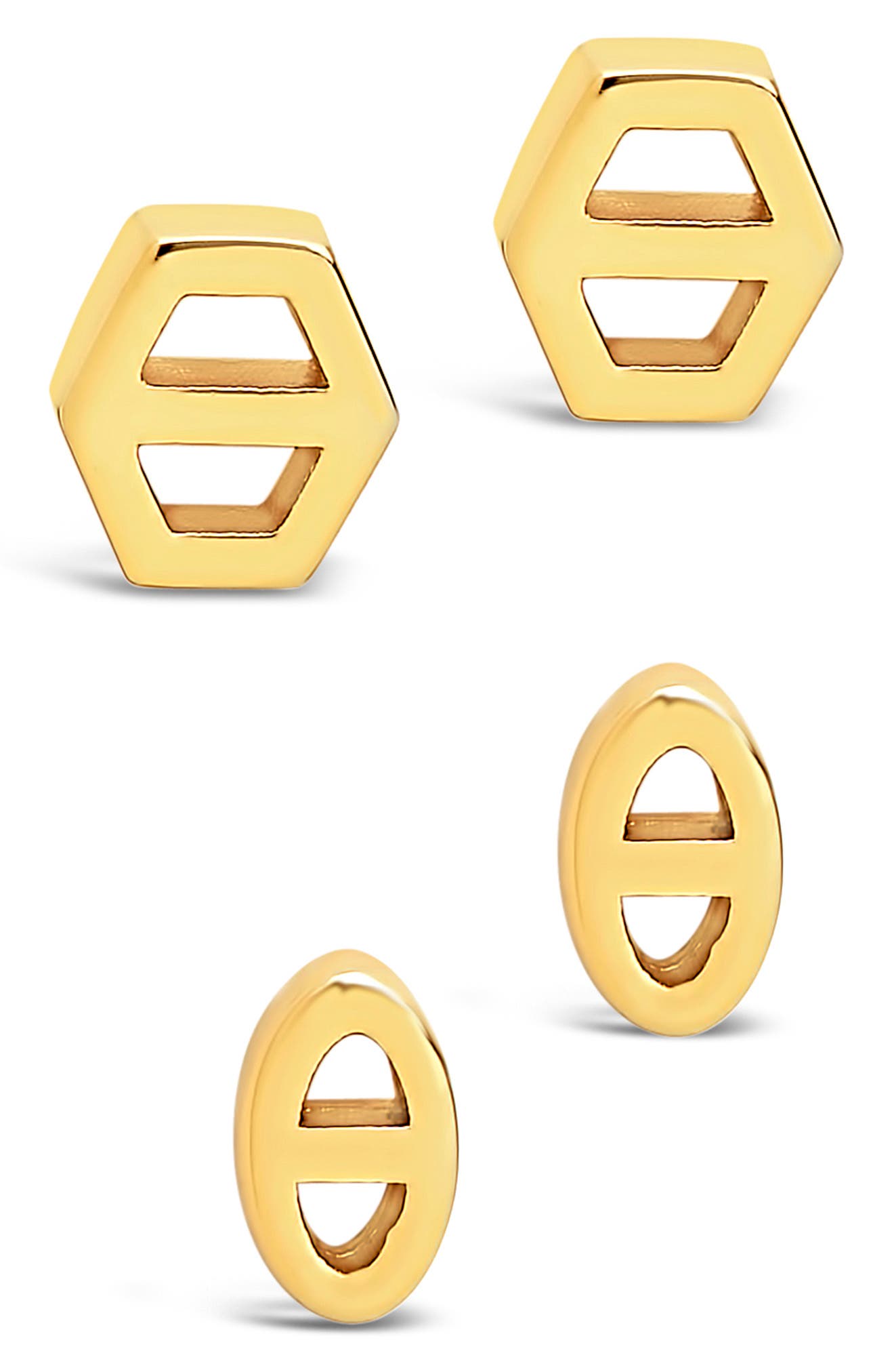 Sterling Forever Geometric Anchor Chain Link Earrings - Set of 2 ...