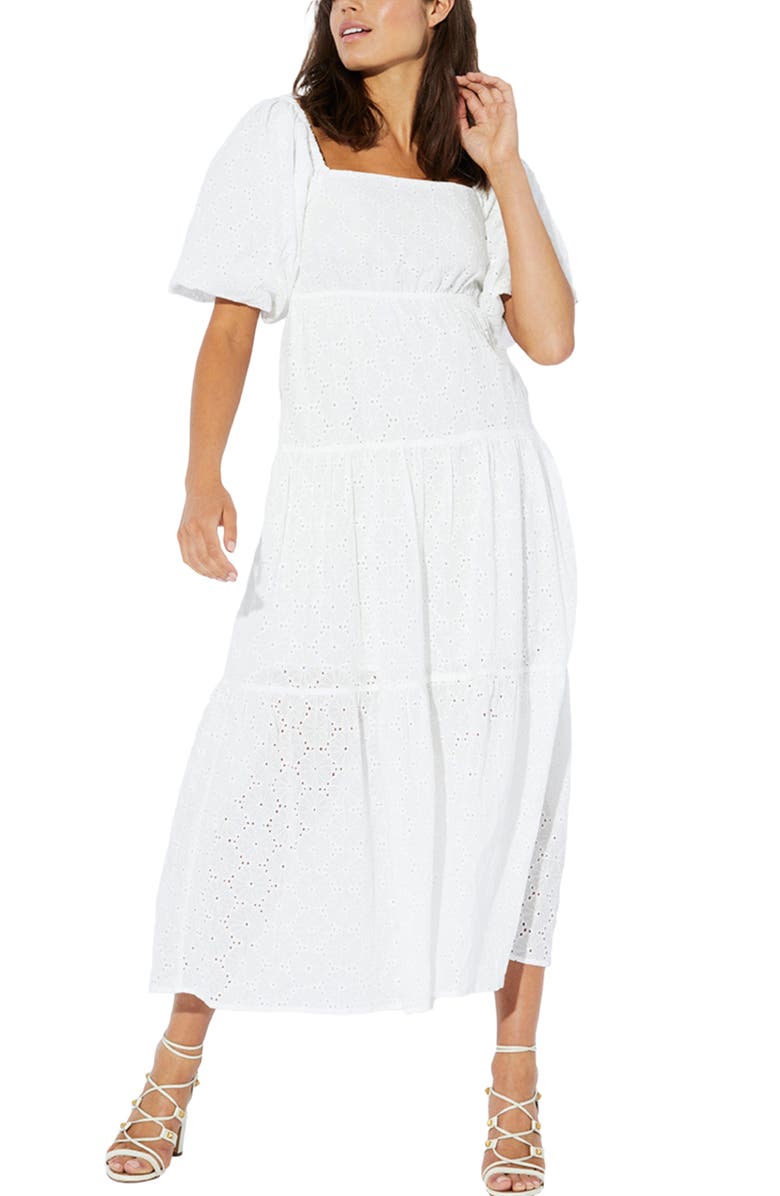 MINKPINK Luna Puff Sleeve Cotton Eyelet Maxi Dress | Nordstromrack