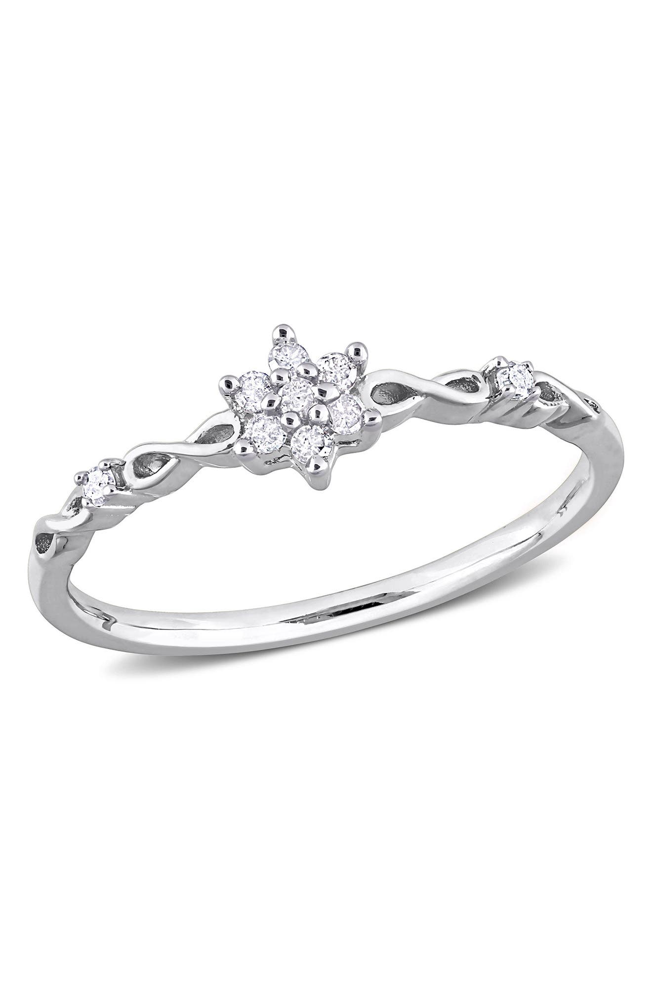 DELMAR Sterling Silver Diamond Flower Ring - 0.09 ctw. | Nordstromrack