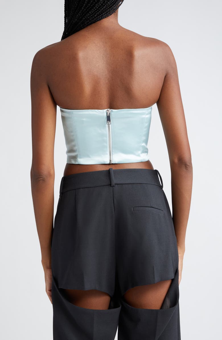 Area Crystal Cup Ruched Satin Bustier | Nordstrom