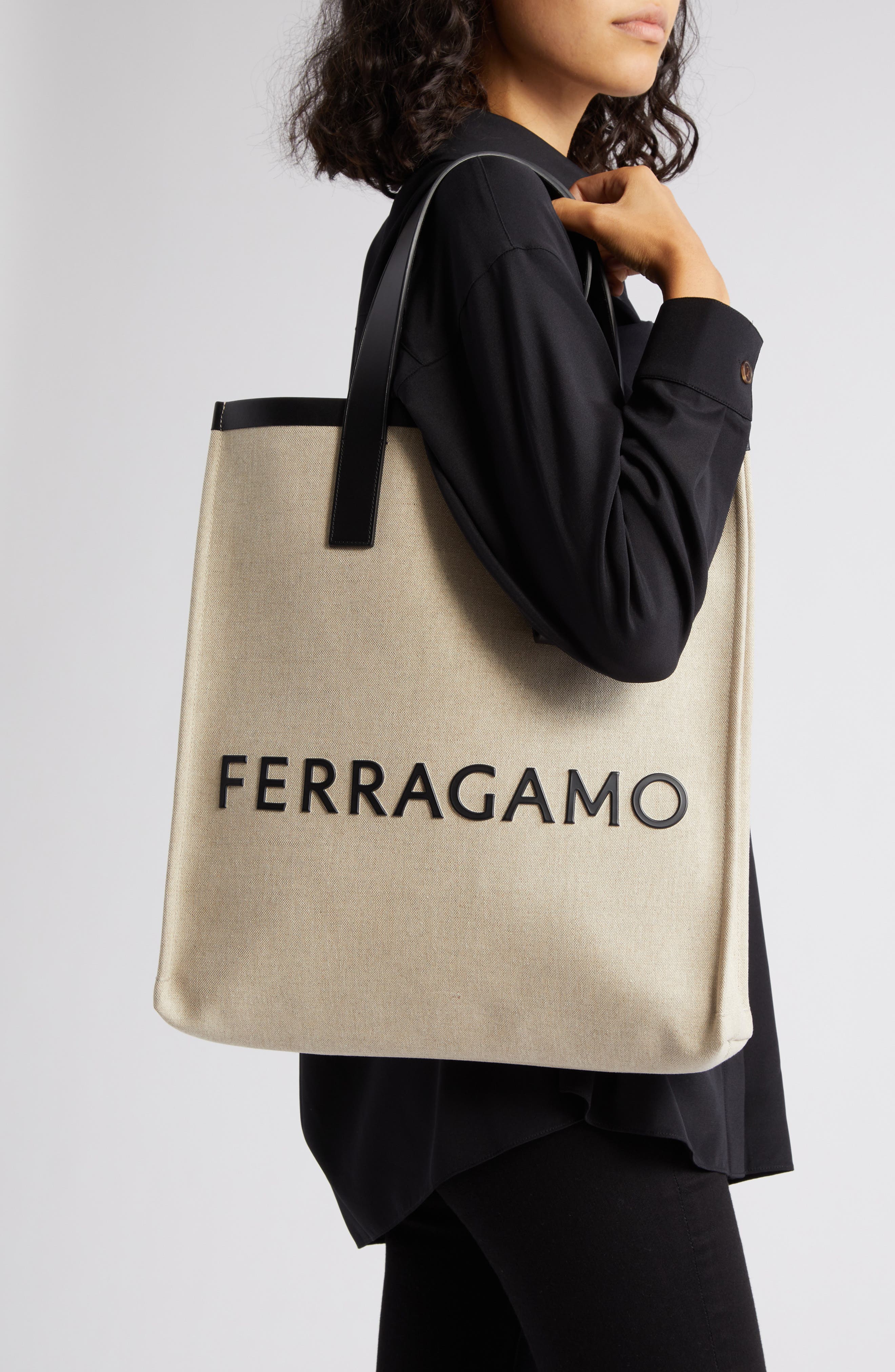 FERRAGAMO Logo Canvas Tote Bag with Removable Pouch | Nordstromrack