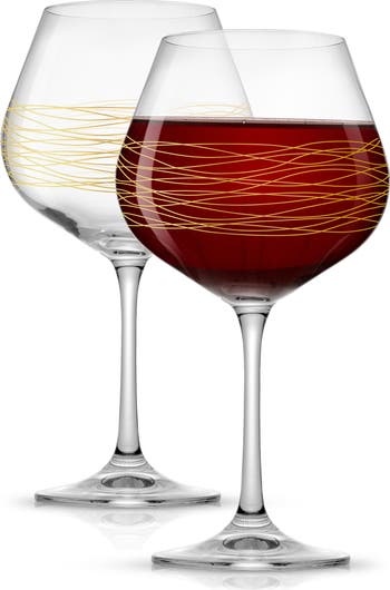JoyJolt Set of 2 Gold Royale Crystal Red Wine Goblet | Nordstromrack
