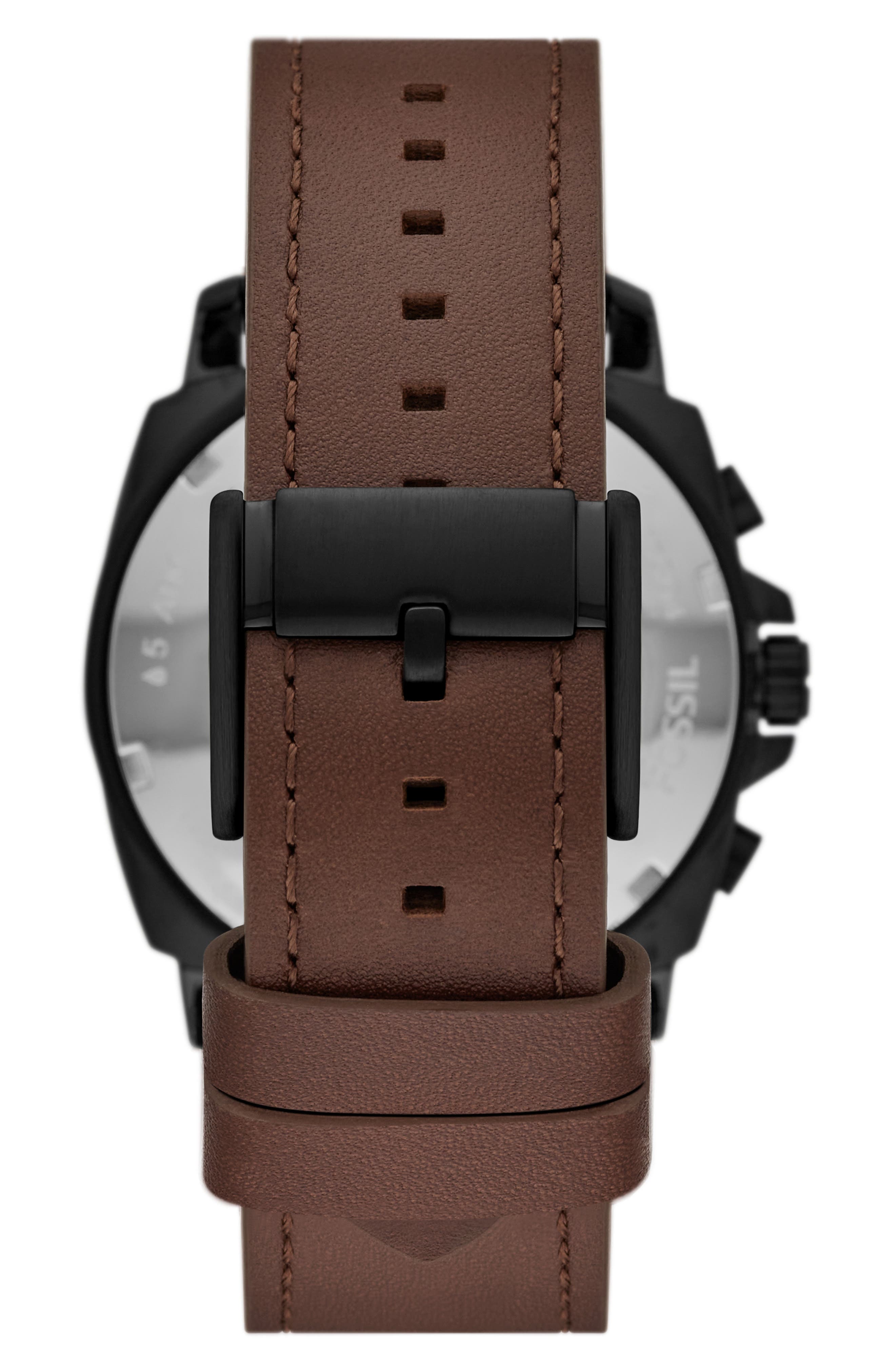 Fossil Privateer Chronograph Quartz Leather Strap Watch, 45mm ...