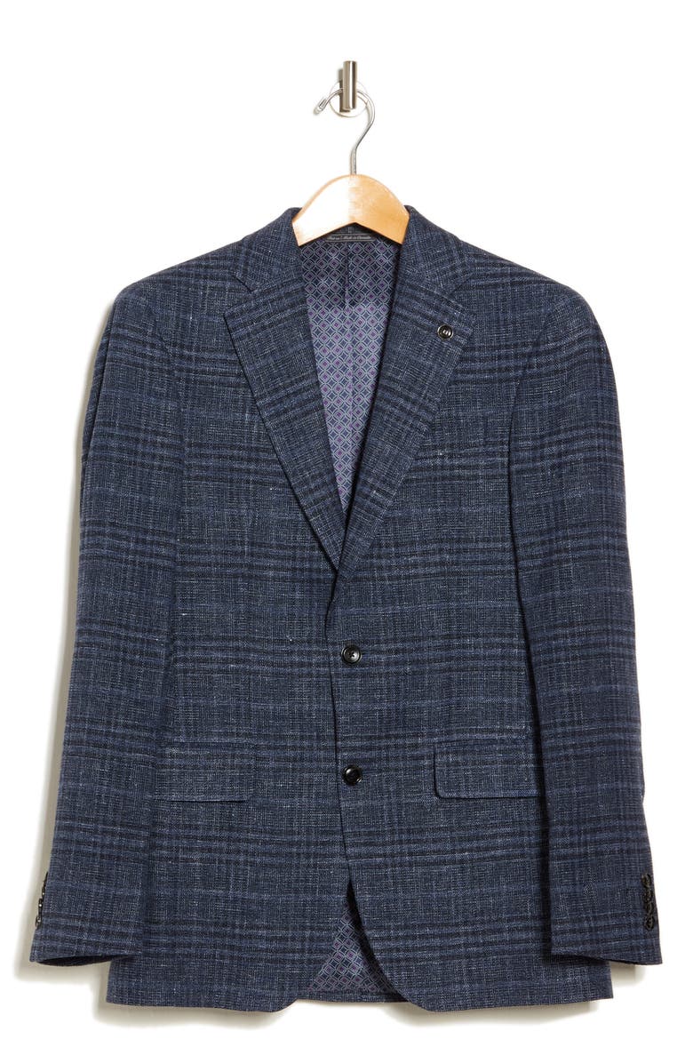 Ted Baker London Jay Slim Fit Blue Plaid Wool & Linen Blend Sport Coat ...
