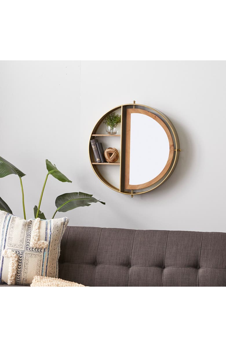 GINGER BIRCH STUDIO Goldtone Metal Contemporary Wall Shelf with Half ...