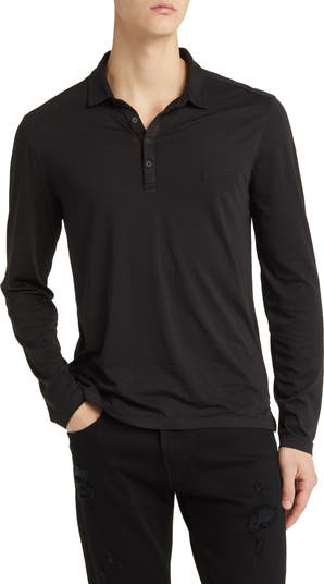 John Varvatos Marty Long Sleeve Burnout Polo | Nordstrom
