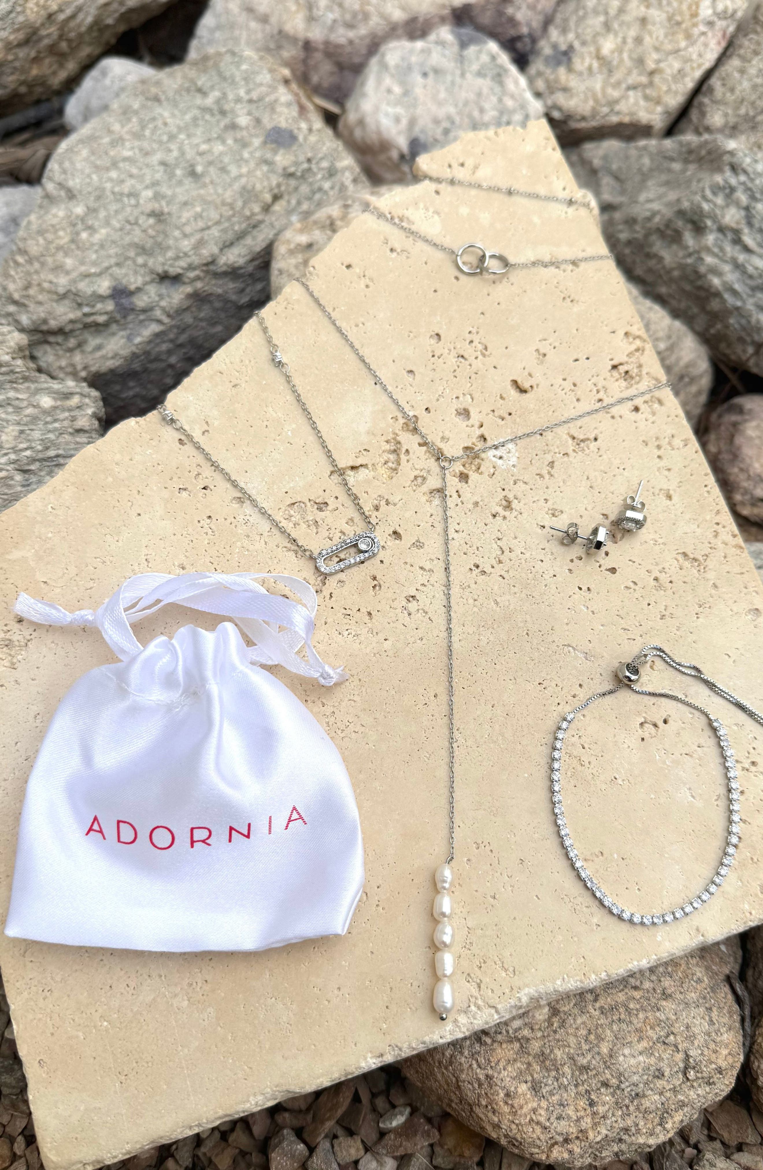 Adornia Pendant Lariat Necklaces, Tennis Bracelet & Halo Stud Earrings ...
