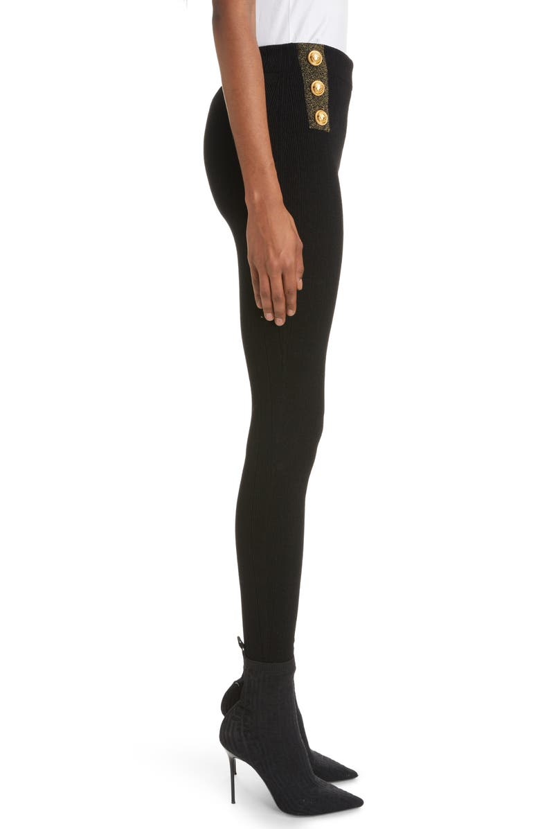 Balmain Six Button Rib Knit Leggings | Nordstrom