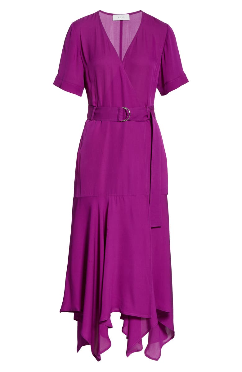 A.L.C. Claire Handkerchief Hem Silk Wrap Dress | Nordstromrack
