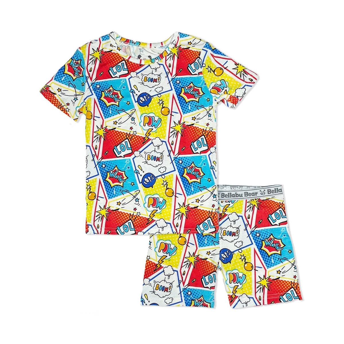 Bellabu Bear Comic Hero Kids 2-Piece Short Sleeve & Shorts Pajama Set ...