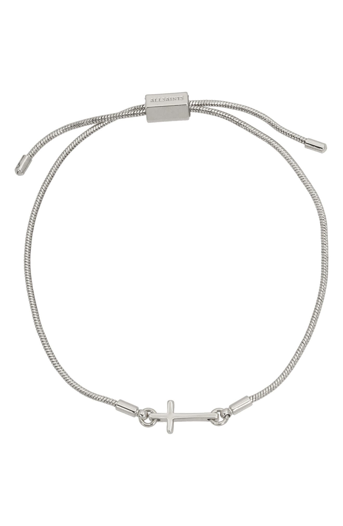 AllSaints Cross Charm Chain Slider Bracelet | Nordstromrack
