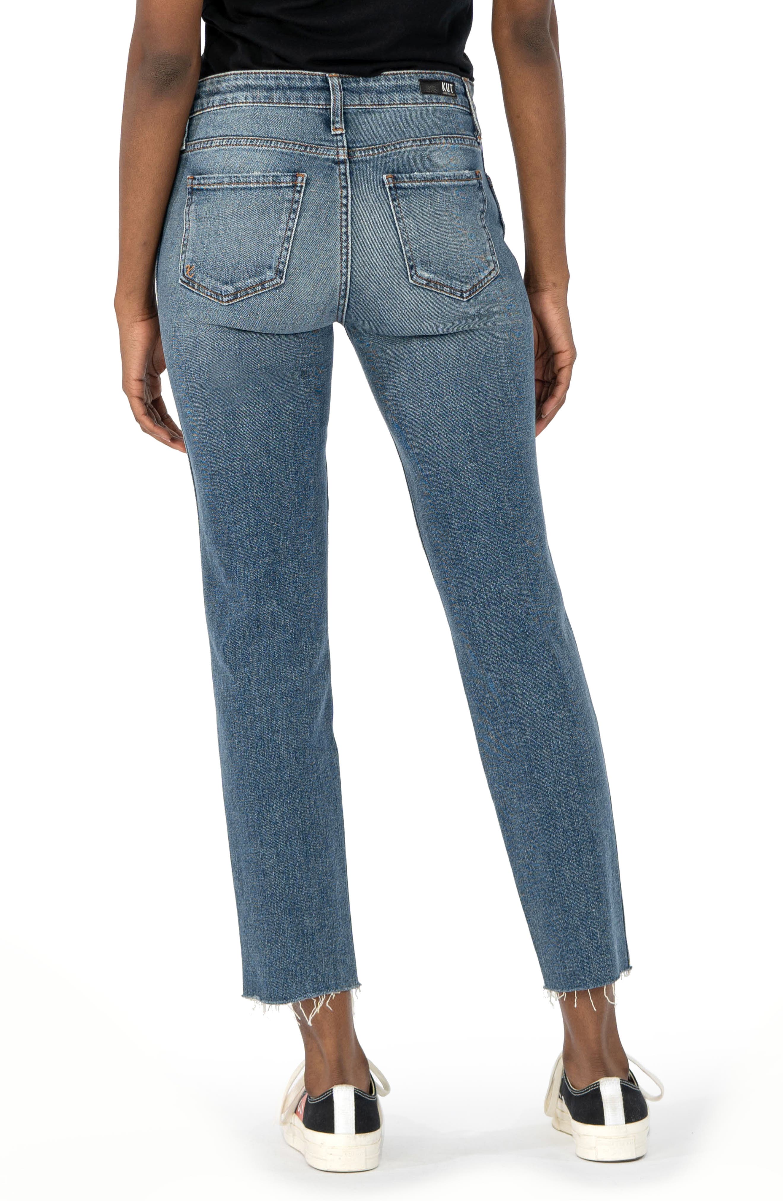 KUT from the Kloth Reese Ripped High Waist Ankle Slim Straight Leg ...