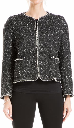 MAX STUDIO Tweed Fringe Crop Jacket | Nordstromrack