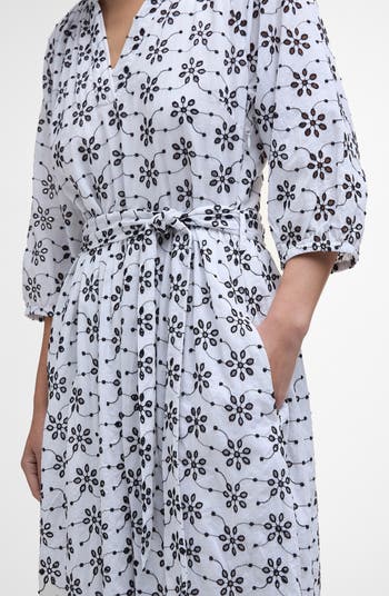 Barbour Erin Embroidered Eyelet Cotton Midi Dress | Nordstrom