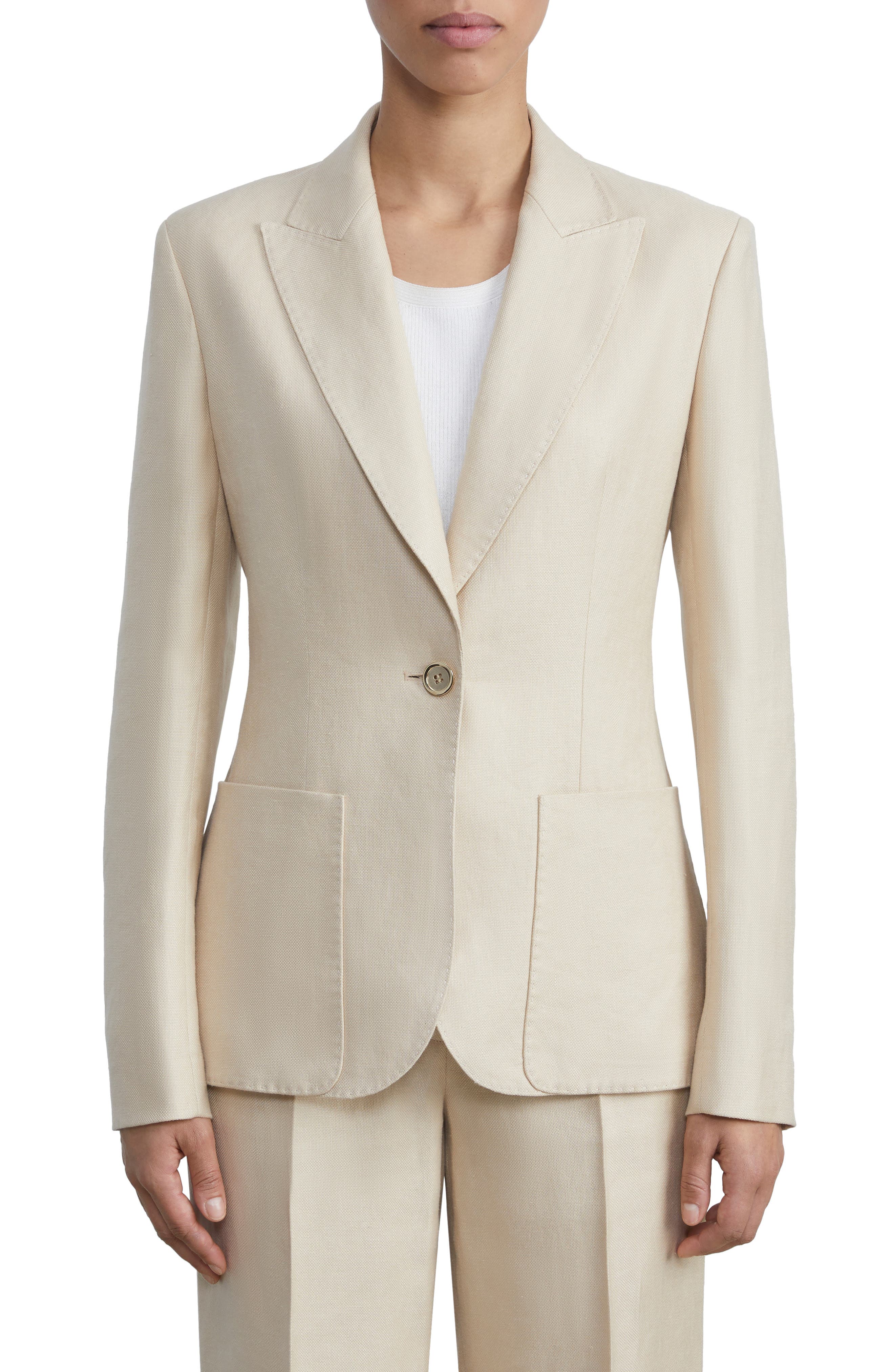 Lafayette 148 New York Fitted Linen Canvas Blazer | Nordstromrack