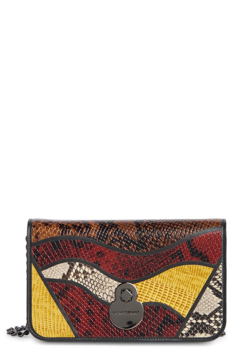 Longchamp Embossed Leather Patchwork Flap Wallet on a Chain | Nordstromrack