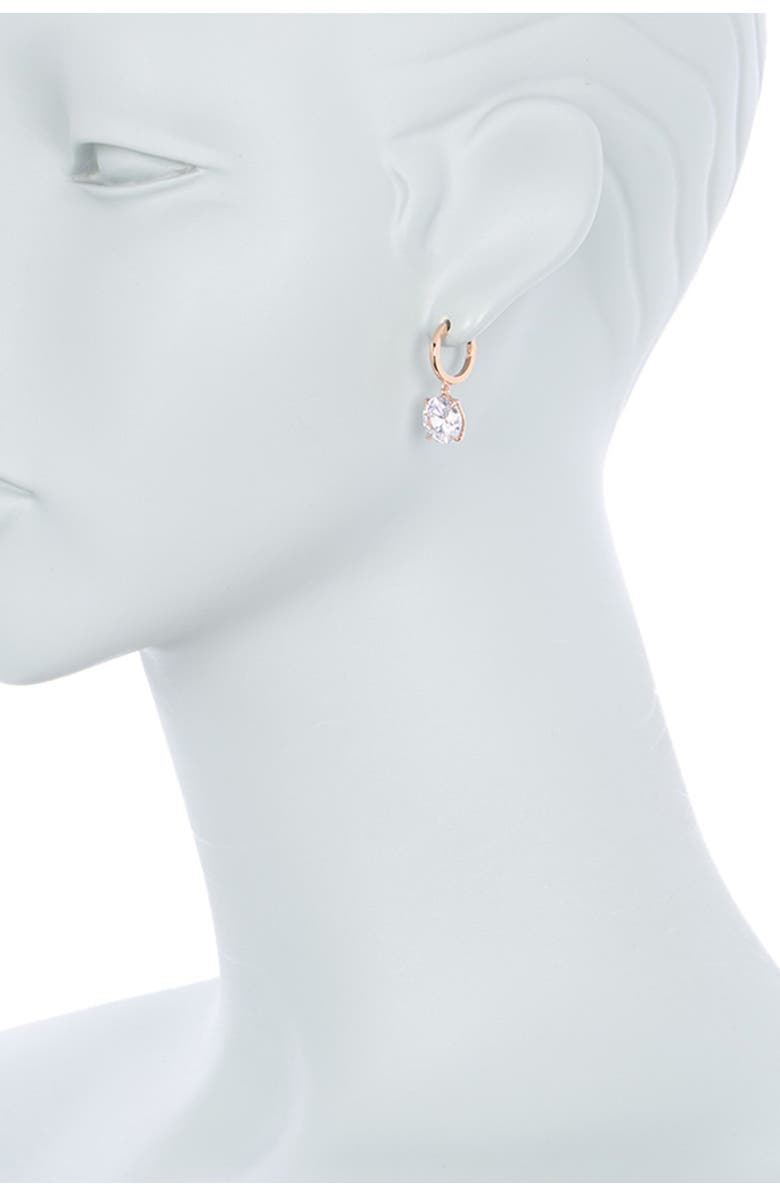 Kate Spade New York rose gold-tone round cut crystal huggie hoops ...