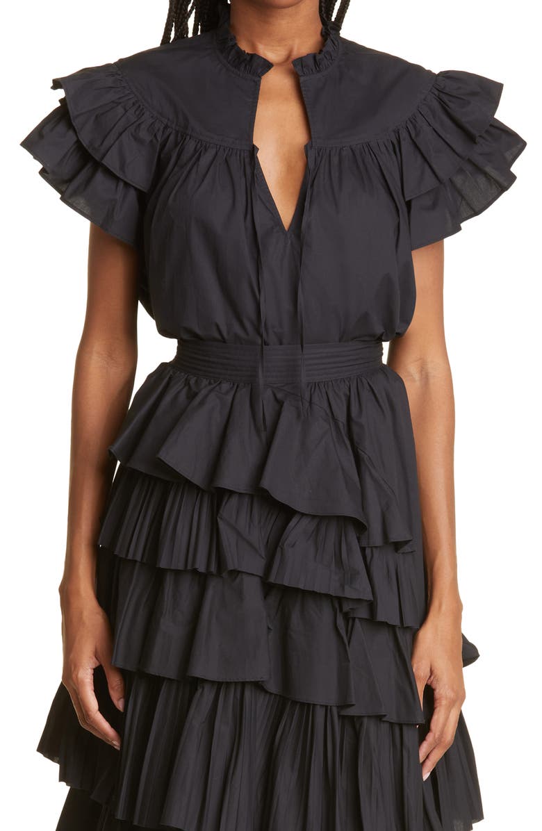 Ulla Johnson Letty Ruffle Sleeve Cotton Top | Nordstrom