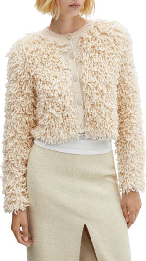 MANGO Textured Crop Cardigan | Nordstrom