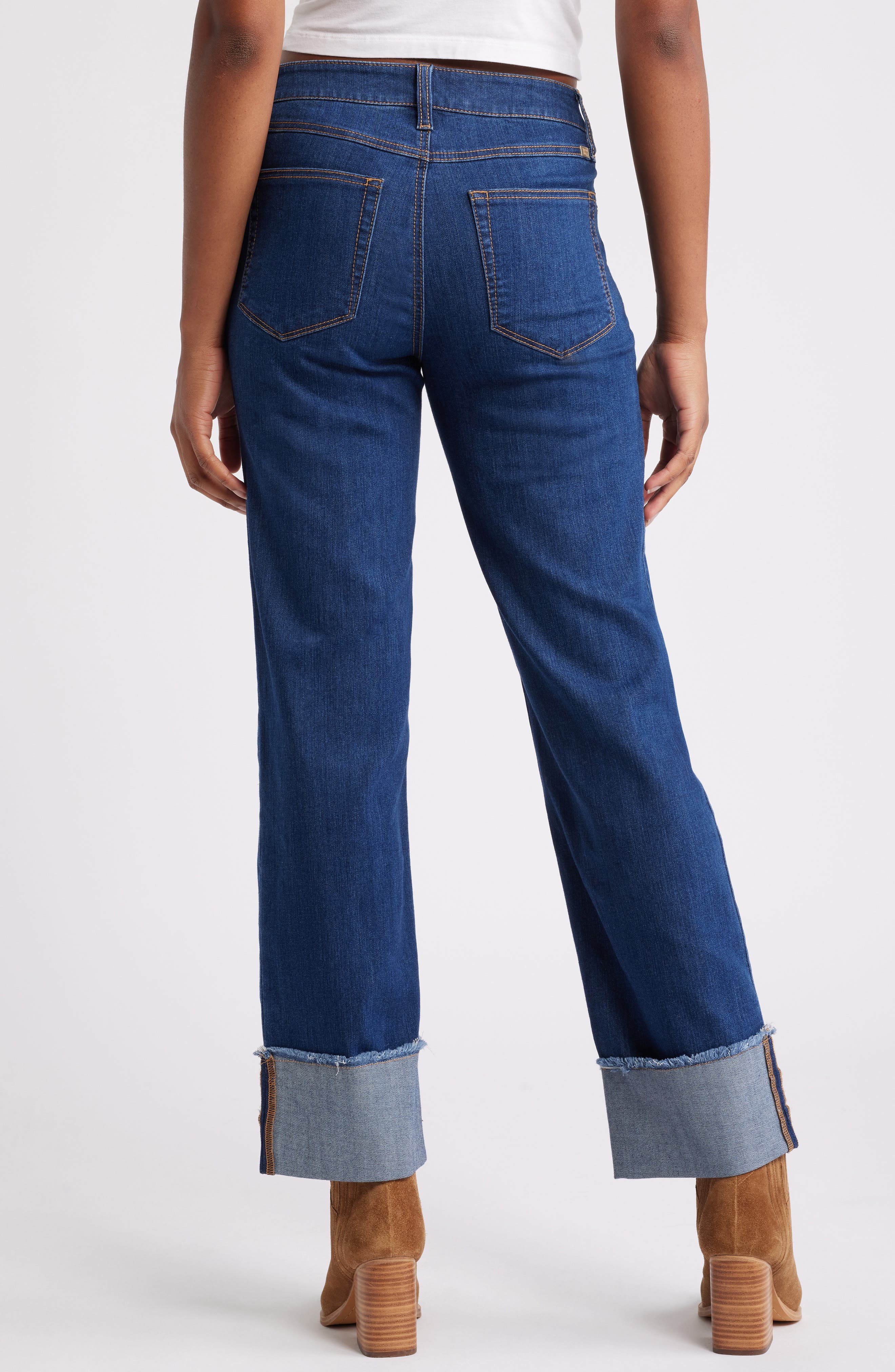 1822 Denim High Waist Cuff Straight Leg Jeans | Nordstrom