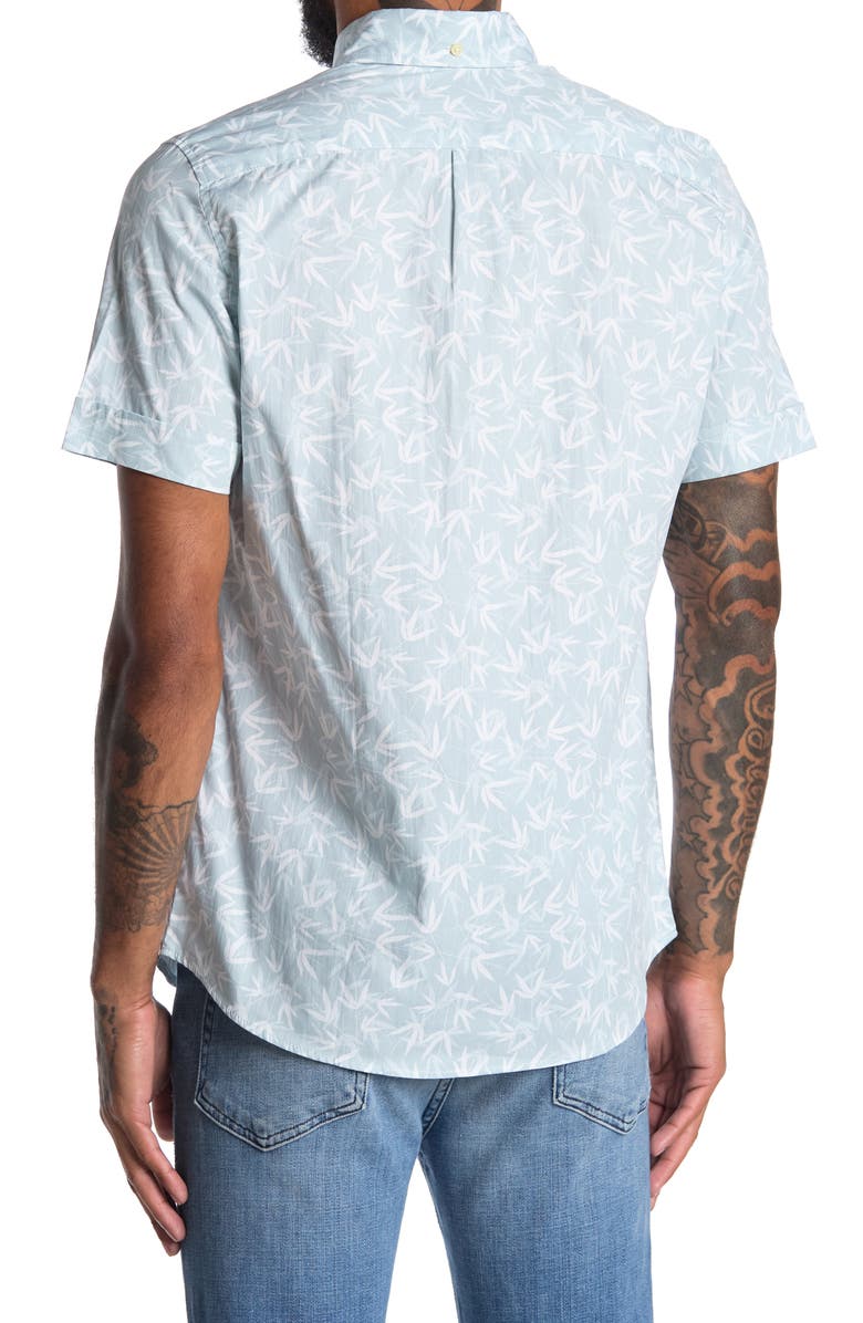 KENNINGTON Leaf Print Cotton Shirt | Nordstromrack