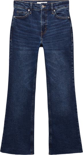 MANGO Raw Hem Crop Flare Jeans | Nordstromrack
