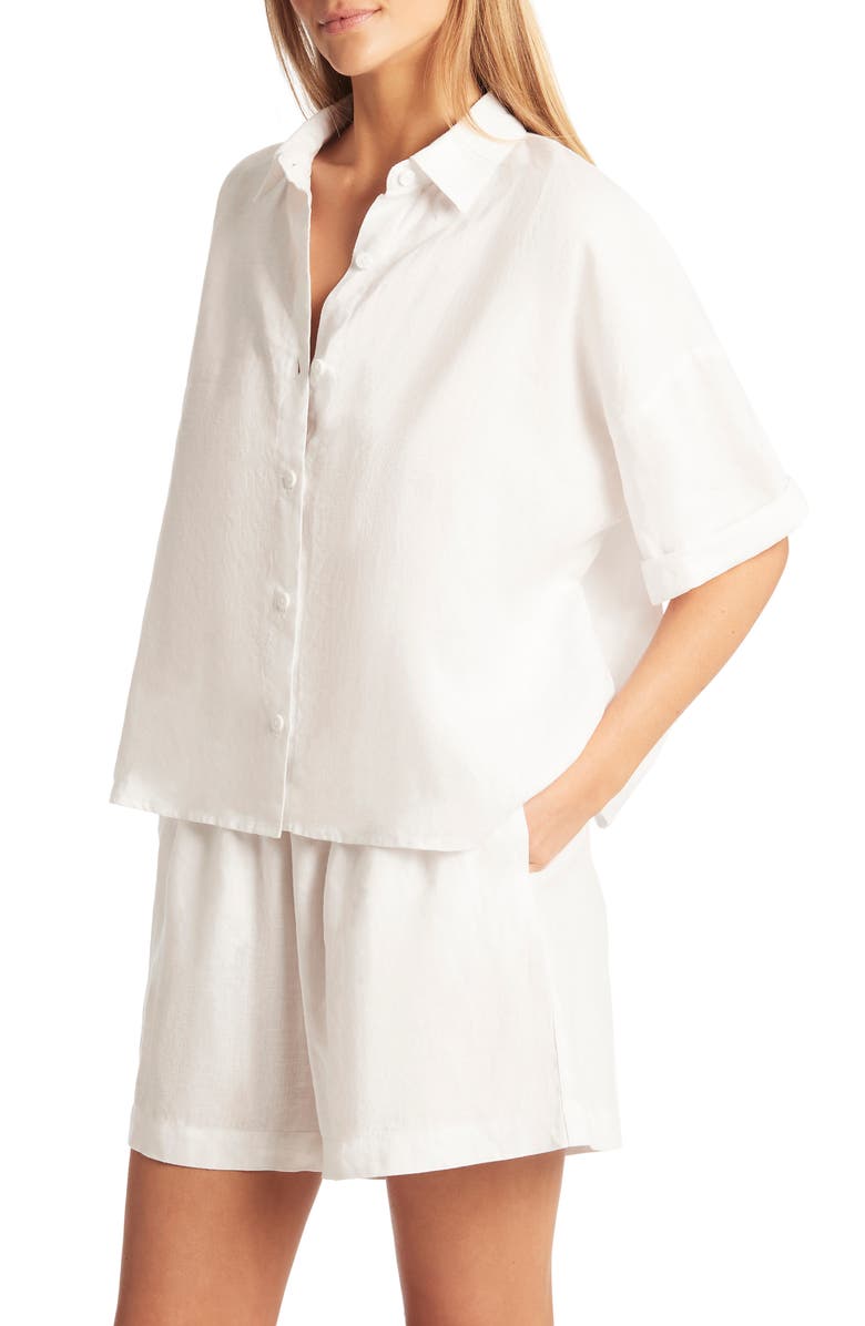 Sea Level Tidal Boardwalk Linen Cover-Up Shorts | Nordstromrack