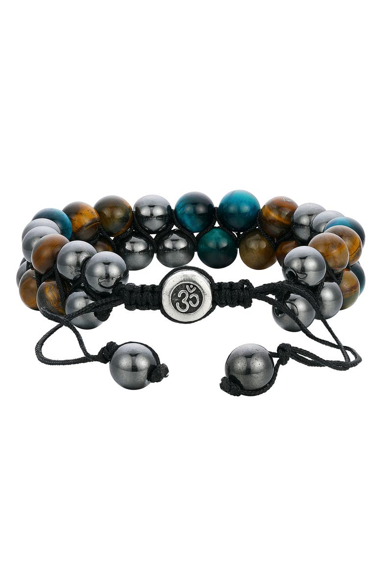 LA ROCKS Brown & Blue Tiger Eye Beaded Slider Bracelet | Nordstromrack