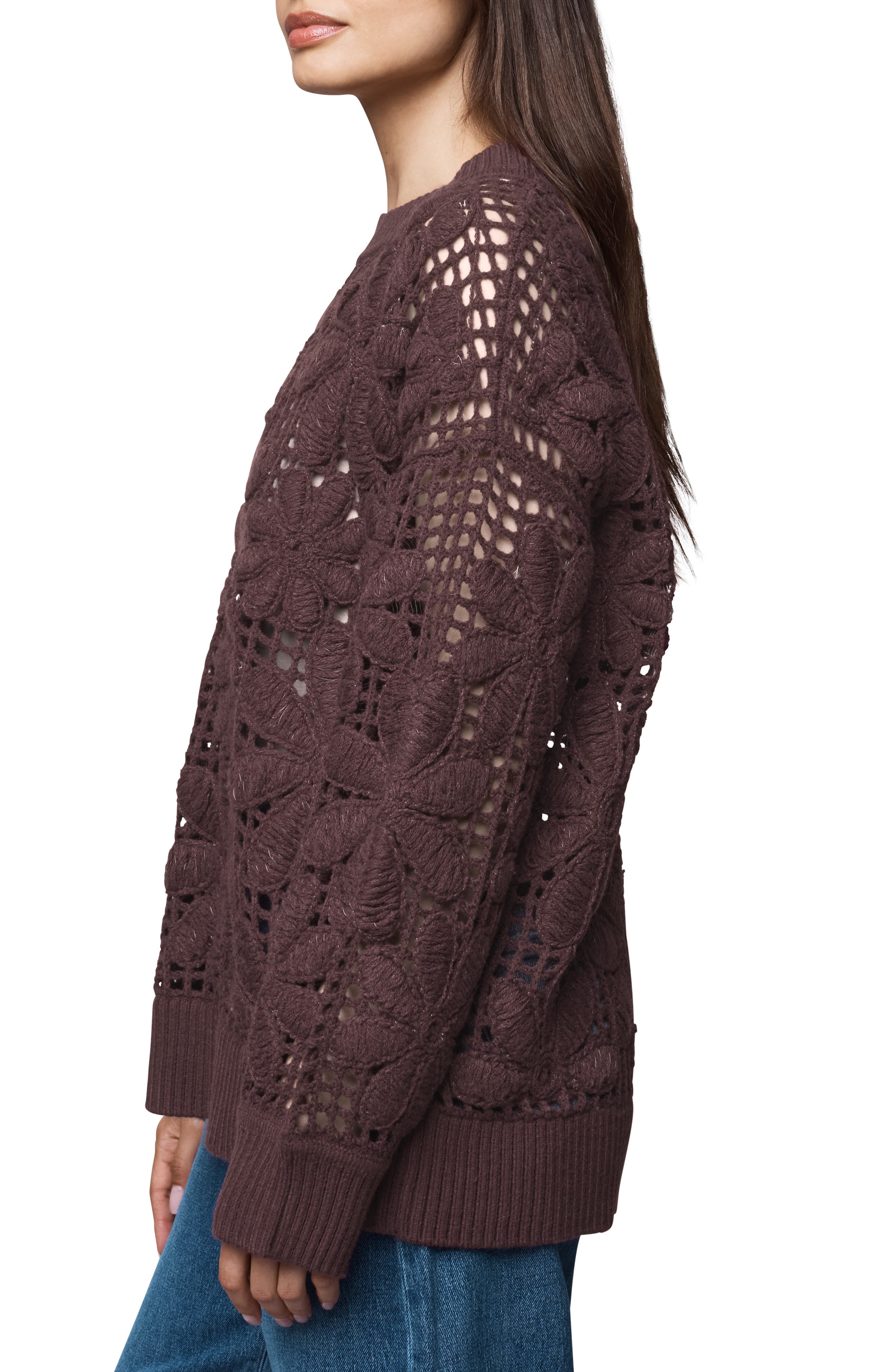 Splendid Magnolia Floral Open Stitch Sweater | Nordstromrack