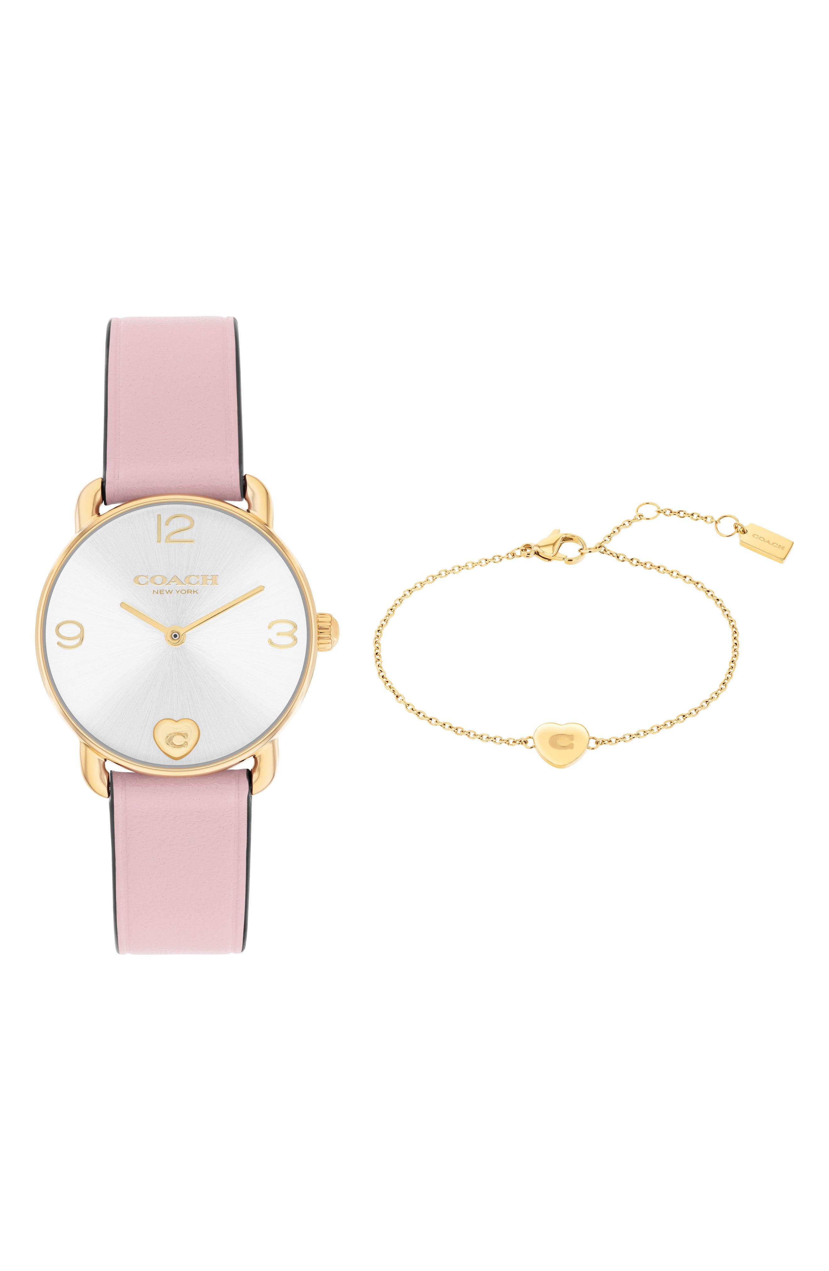 COACH Elliot Leather Strap Watch & Bracelet Set, 28mm | Nordstrom