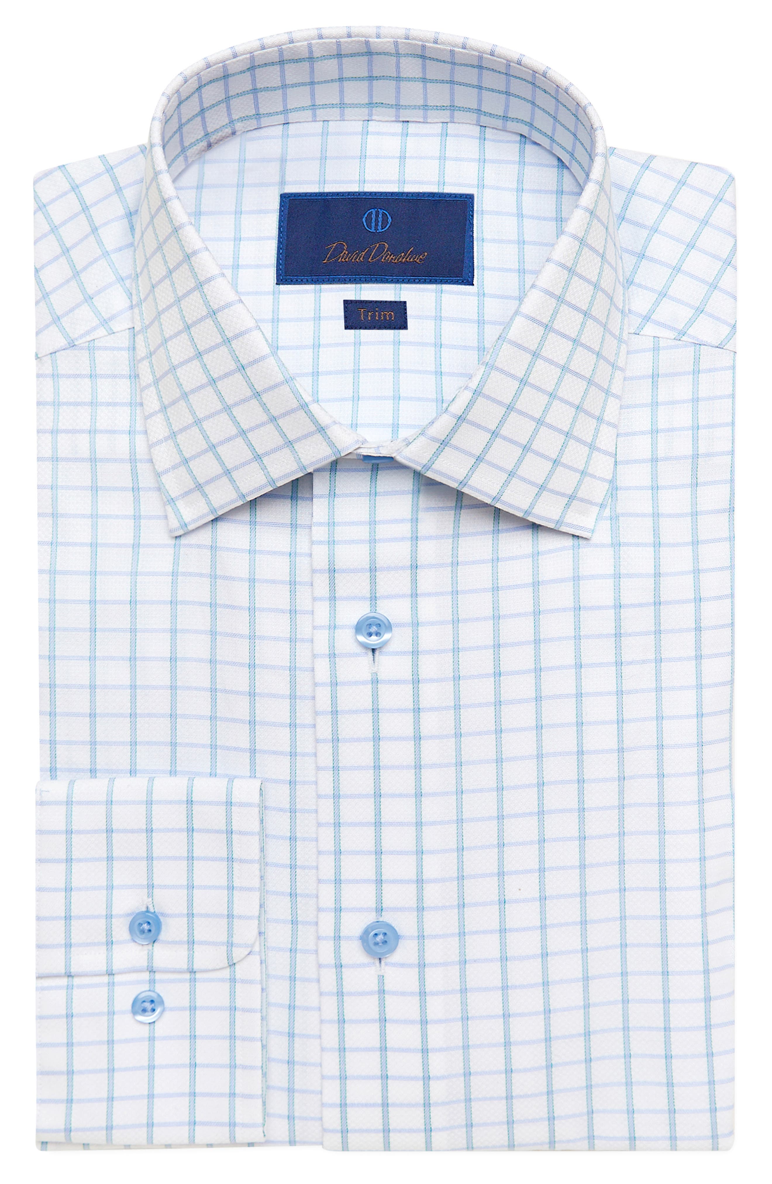 David Donahue Trim Fit Check Dress Shirt | Nordstrom