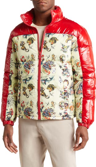 Ed Hardy Vintage Pattern Water Repellent Puffer Jacket | Nordstromrack