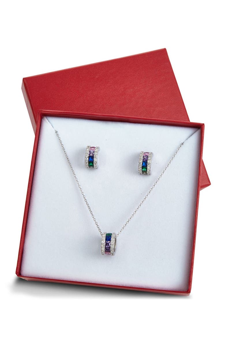 SAVVY CIE JEWELS Sterling Silver Rhondell Earrings & Pendant Necklace ...