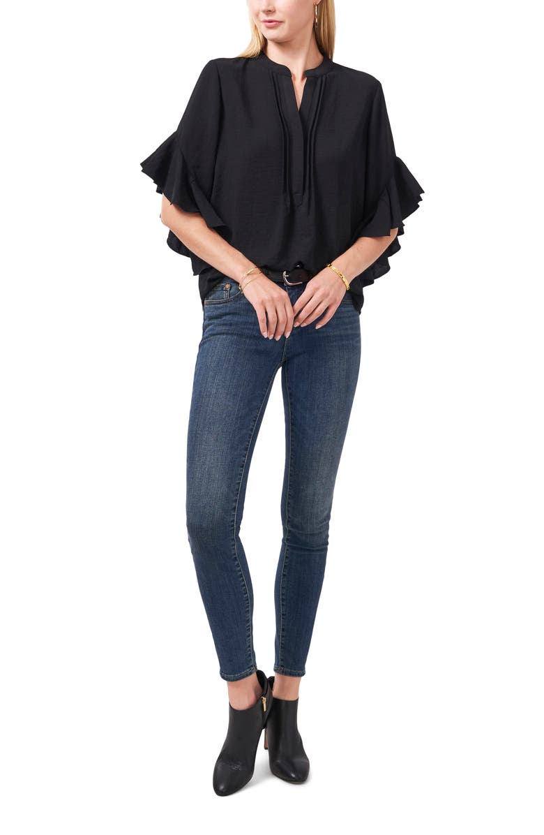 Vince Camuto Flutter Sleeve Matte Rumple Satin Blouse | Nordstromrack