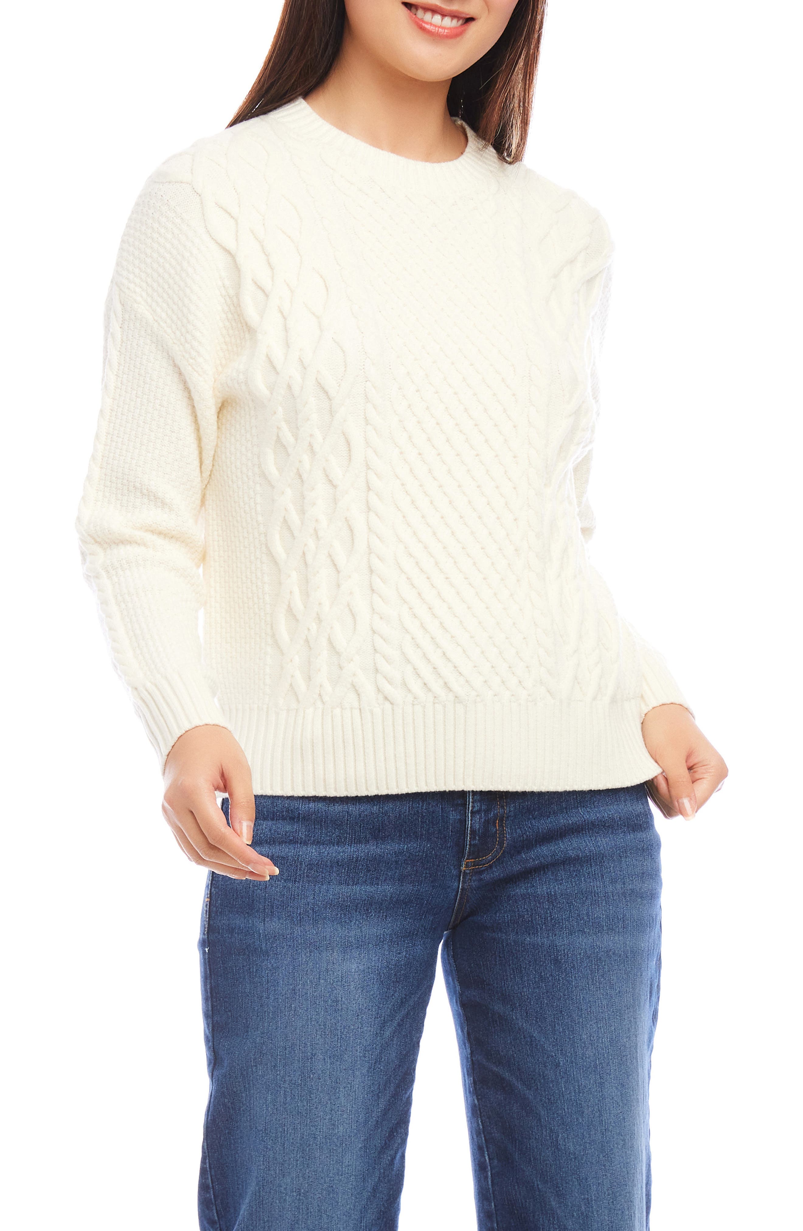 Karen Kane Cable Crewneck Sweater | Nordstrom
