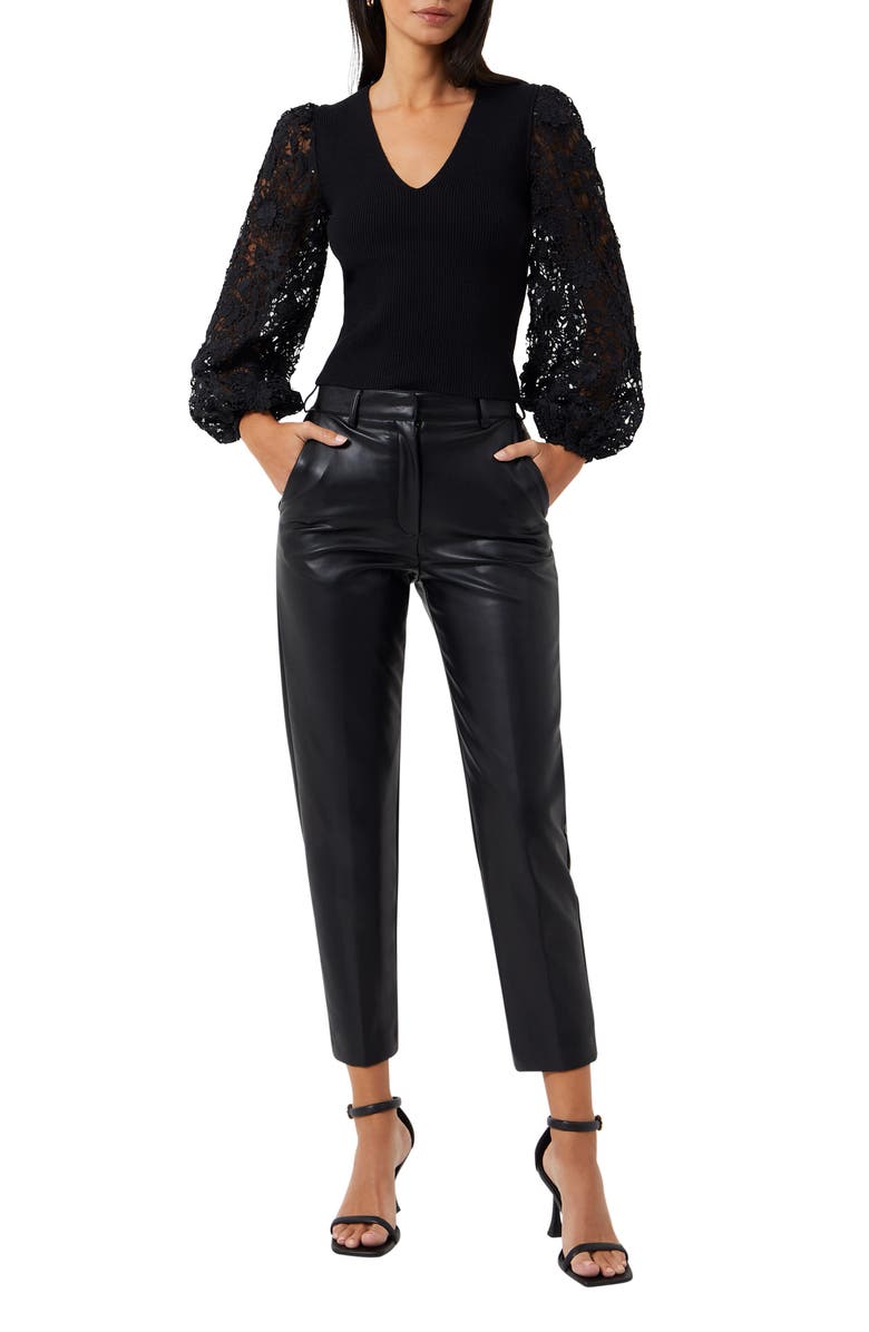 French Connection Loa Joss Sequin Lace Sleeve Sweater | Nordstromrack