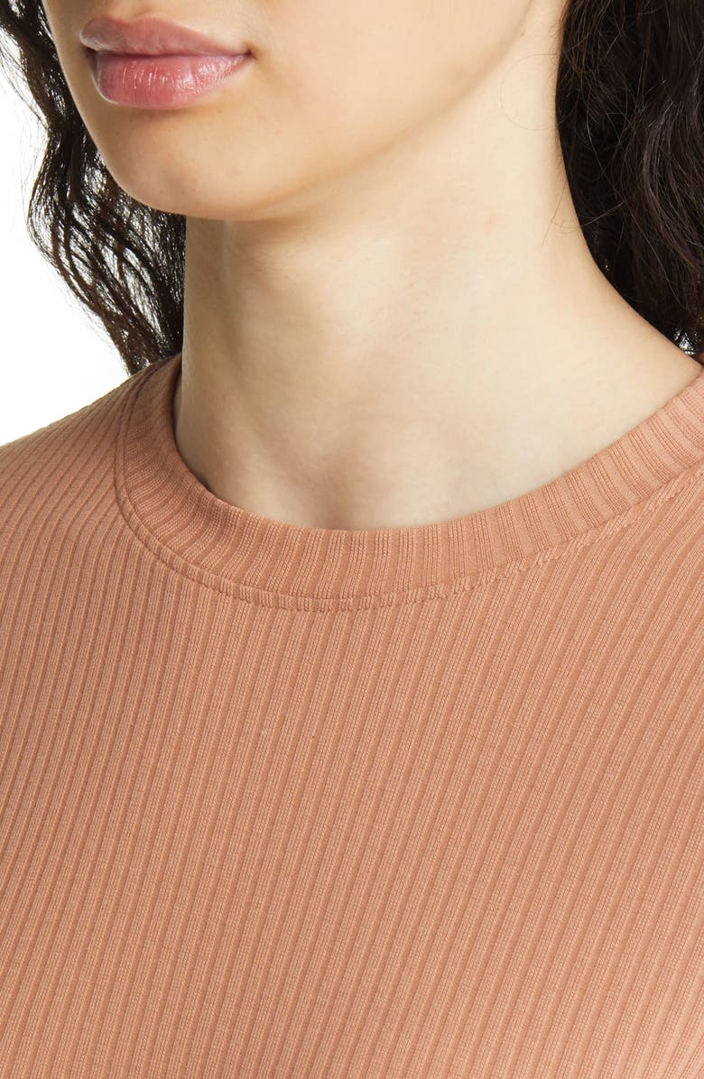 Open Edit Long Sleeve Rib Organic Cotton Blend Lounge Dress | Nordstromrack
