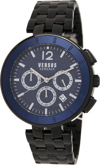 VERSUS Versace Men's Blue Dial Black Bracelet Watch, 44mm | Nordstromrack