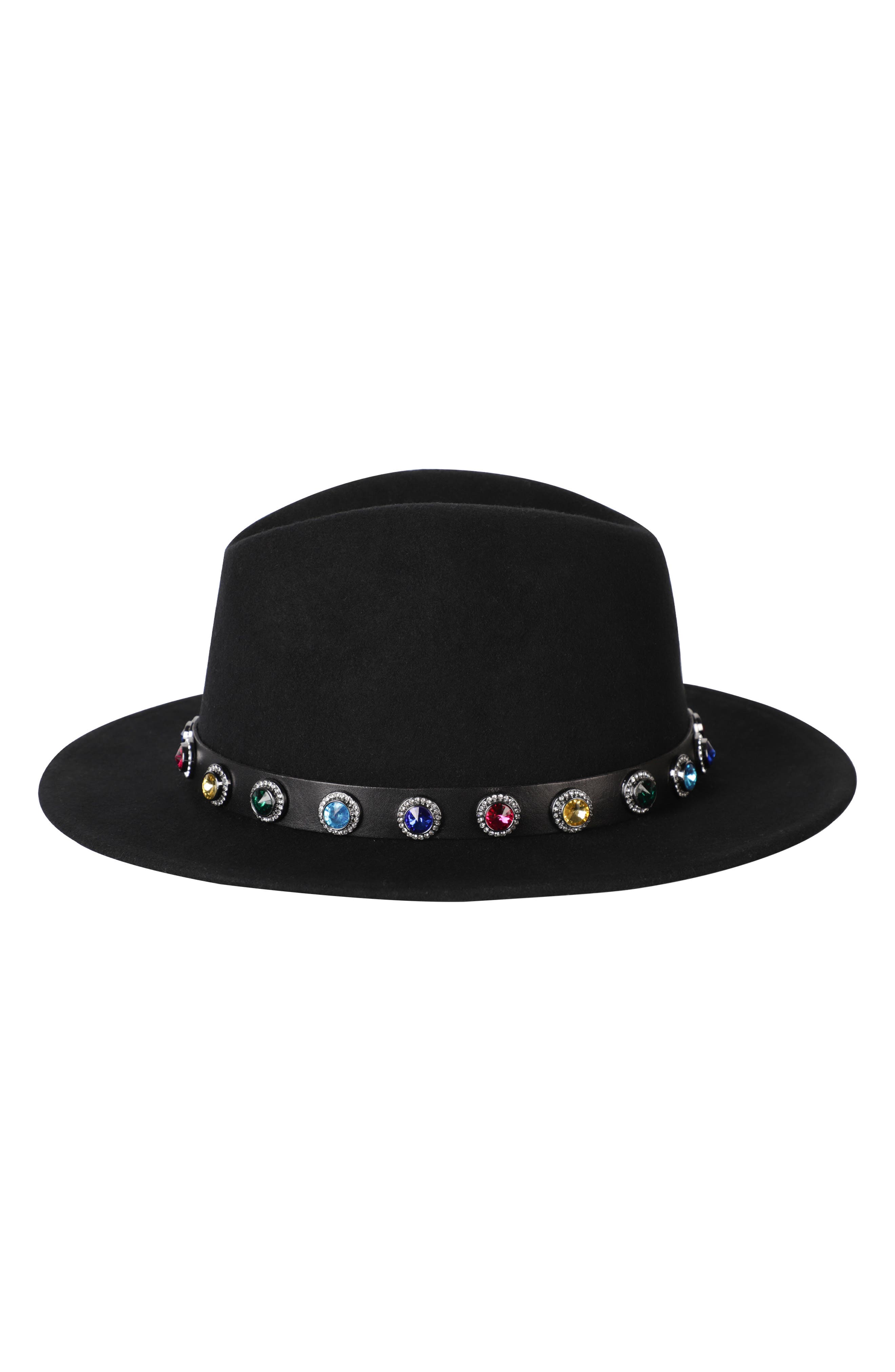 Kurt Geiger London Crystal Embellished Felted Wool Fedora | Nordstromrack