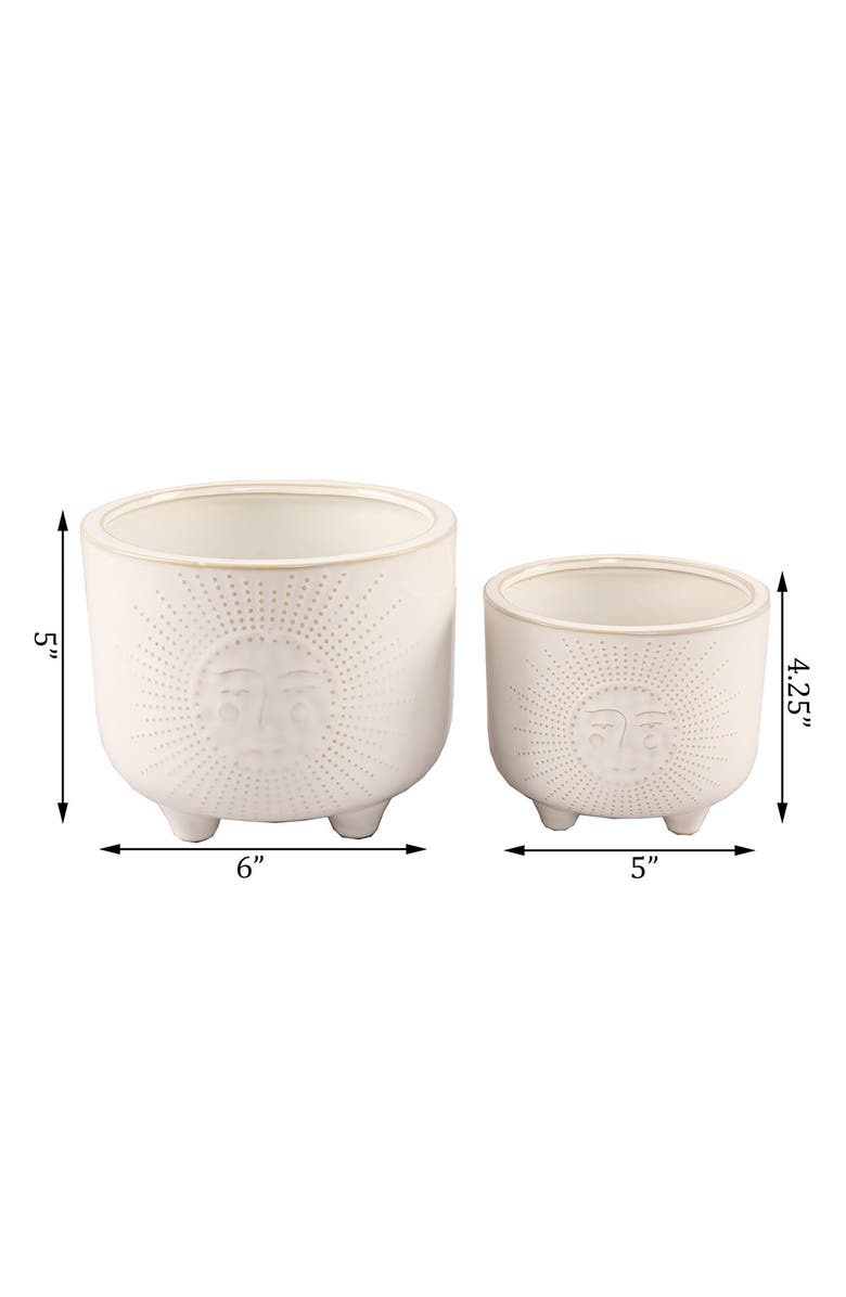 FLORA BUNDA Ivory 6" & 4.75" Sunny Ceramic Footed Planter - Set of 2 ...