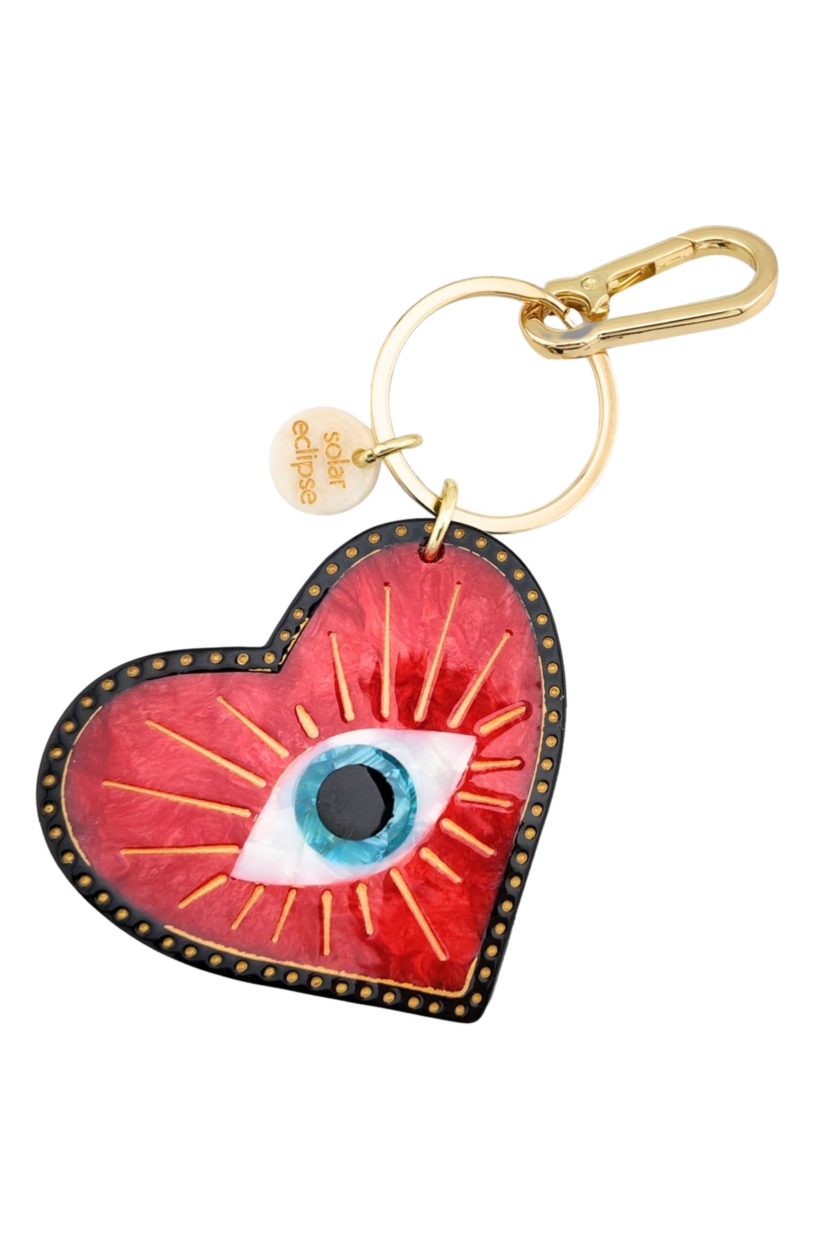 Solar Eclipse Hand Painted Lucky Eye Heart Key Chain Bag Charm | Nordstrom