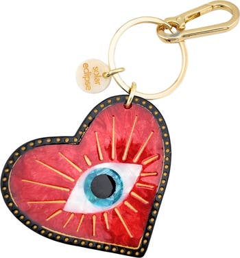Solar Eclipse Hand Painted Lucky Eye Heart Key Chain Bag Charm | Nordstrom
