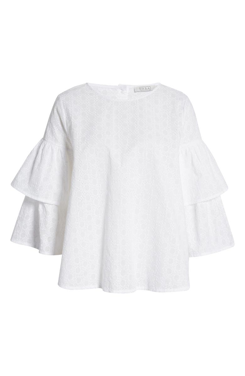 Masai Copenhagen Drea Ruffle Sleeve Cotton Eyelet Top | Nordstromrack