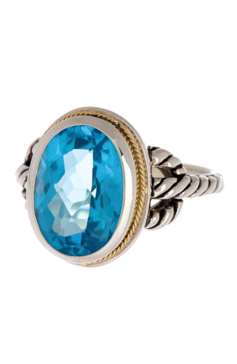 EFFY Sterling Silver & 18K Gold Blue Topaz Oval Ring | Nordstromrack