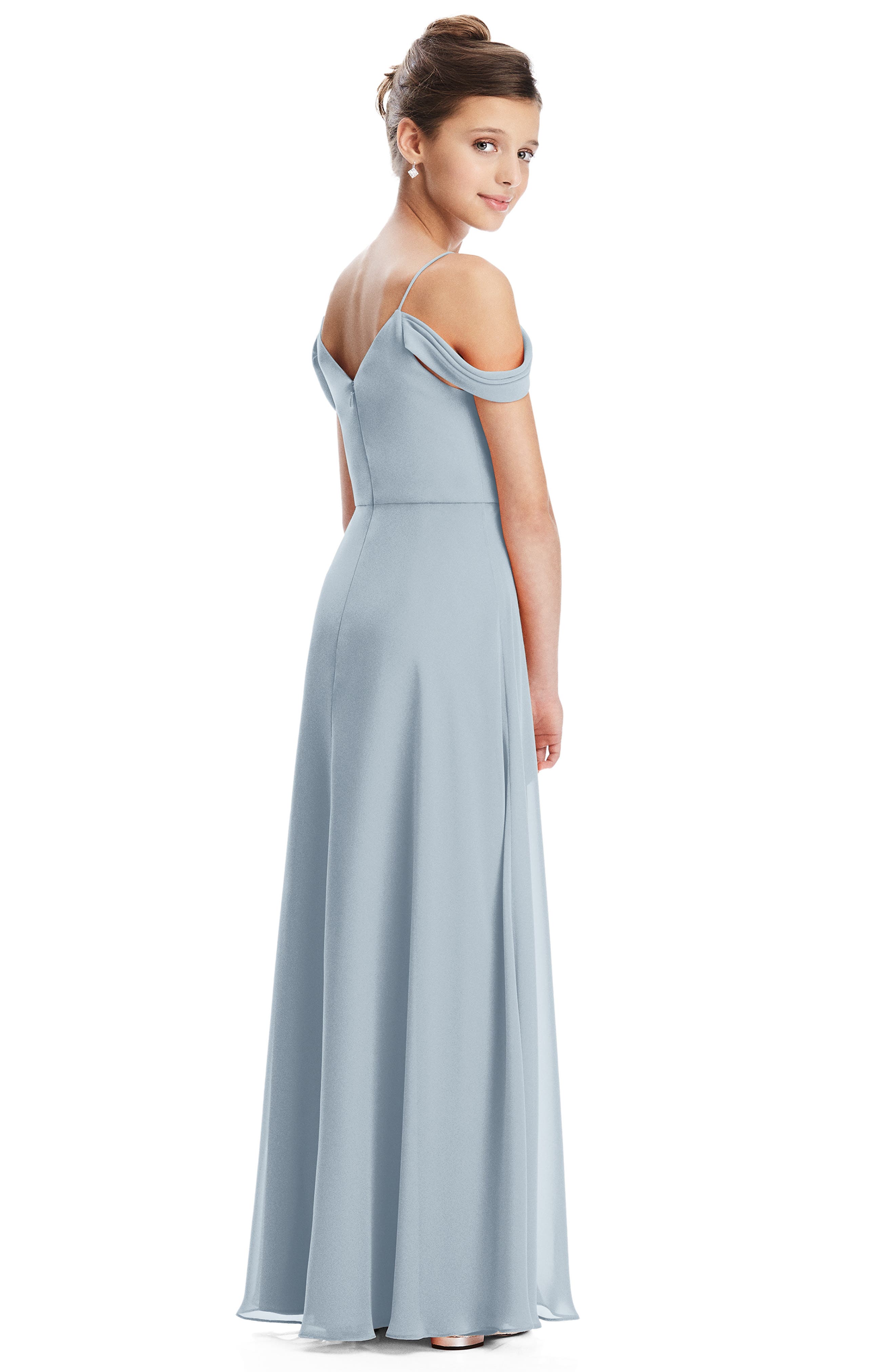 Dessy Collection Pleated Cold Shoulder Chiffon Flower Girl Dress ...